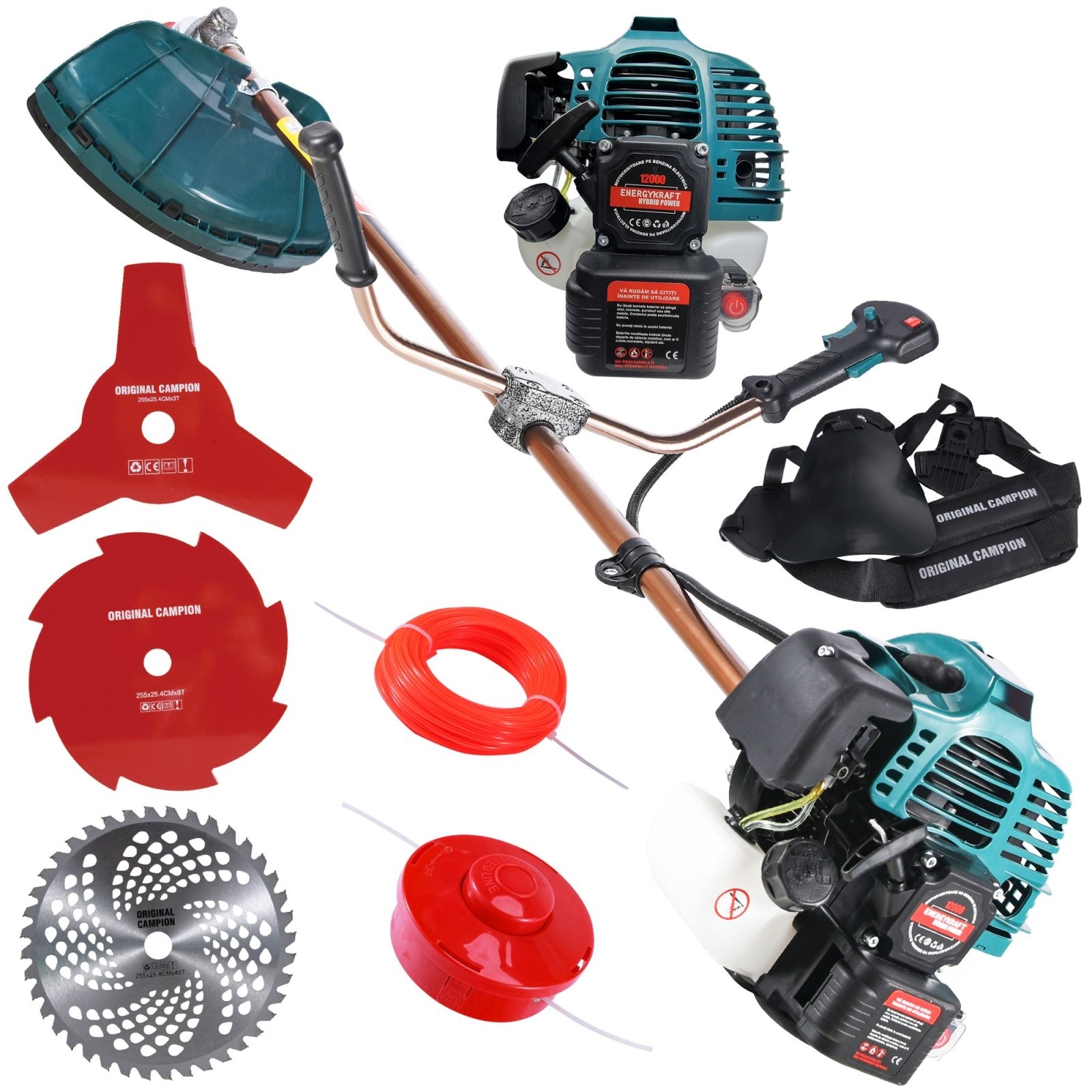 Motocoasa pe benzina EnergyKraft HYBRID Power 12000, 7.5CP, pornire ...